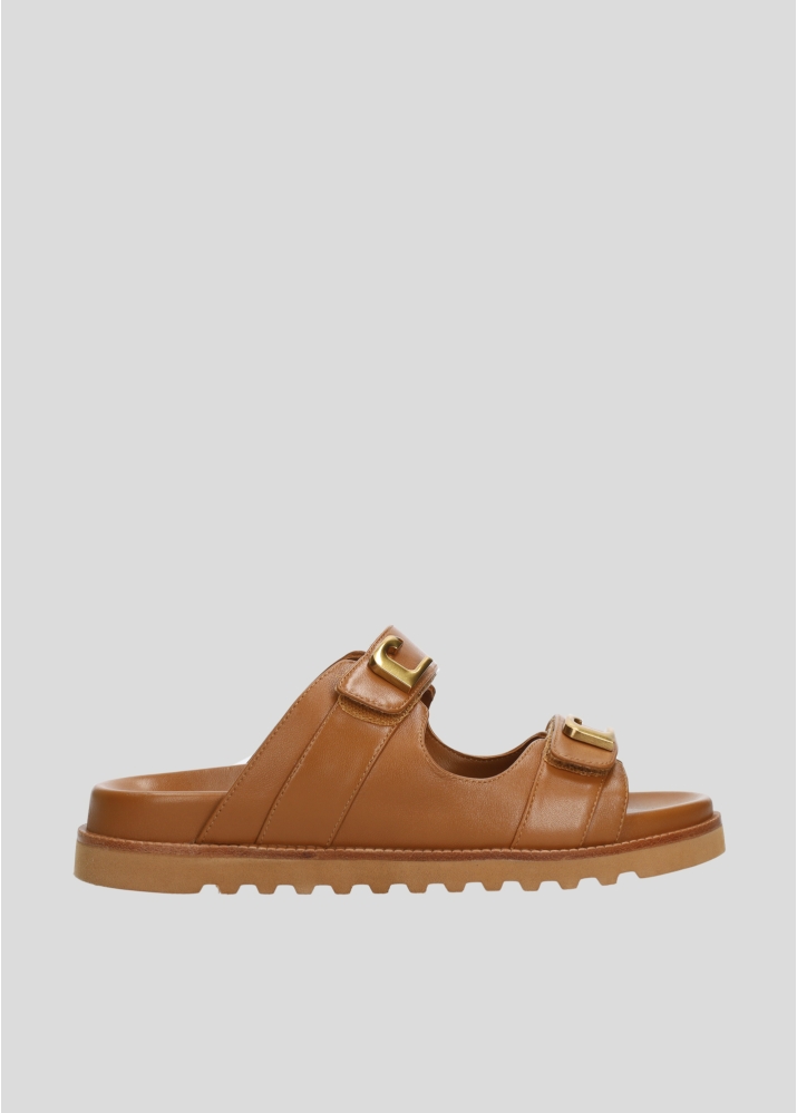 Flat Sandals for women Lola Cruz in leather. Style Lola Sandals with double strap with logo Ref ...